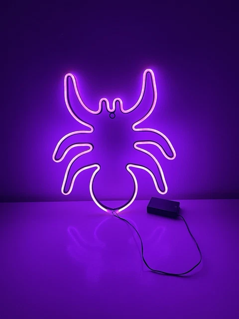 SPIDER LED NEON Sign Kid's Room Nightlight Dimmable Light Wall Decor £ ...