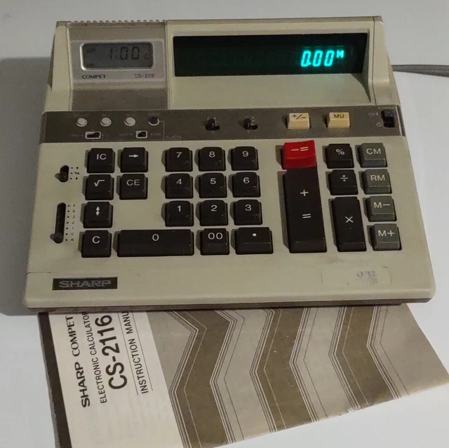 VINTAGE SHARP COMPET CS-2116. DOUBLE DISPLAY DESKTOP CALCULATOR TESTED ...