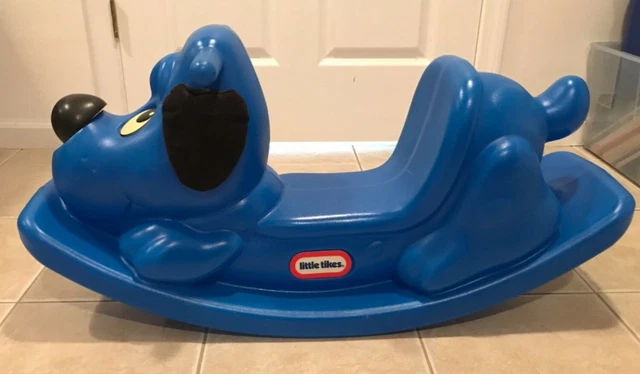 LITTLE TIKES RARE Rocking Ride On Blue Dog Chair Ride On Rocker Vintage ...