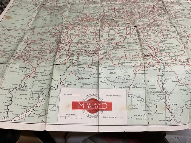 ANTIQUE MIDLAND RED Route Map Of Birmingham & Midlands £29.99 - PicClick UK