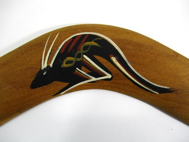 VINTAGE AUSTRALIAN ABORIGINAL Hand Made Boomerang Solid Wood Souvenir ...