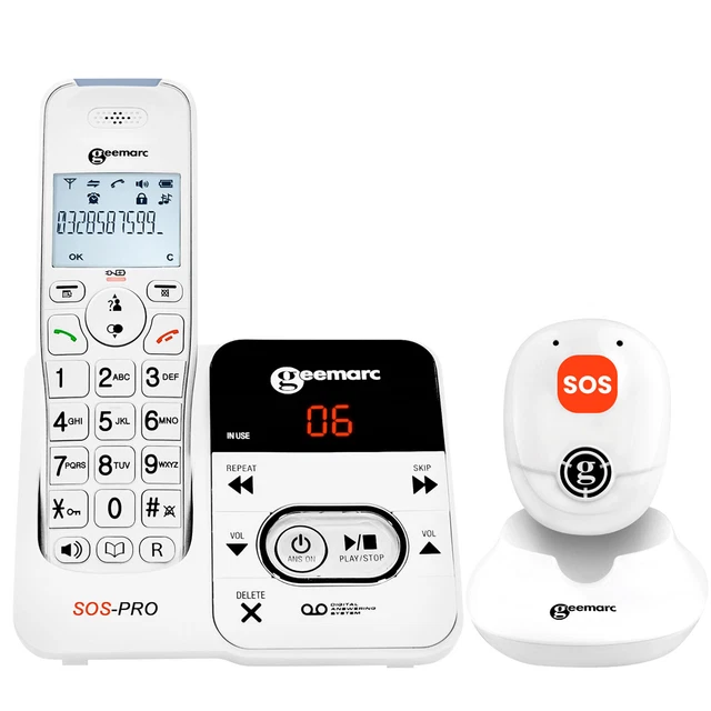 GEEMARC TÉLÉPHONE FIXE senior Téléphone Senior Sans Fil Médaillon SOS EUR 169,00 - PicClick FR