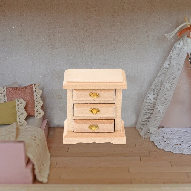 MINIATURE NIGHT TABLE Decor Crafts Bedside Cabinet Model Wooden ...