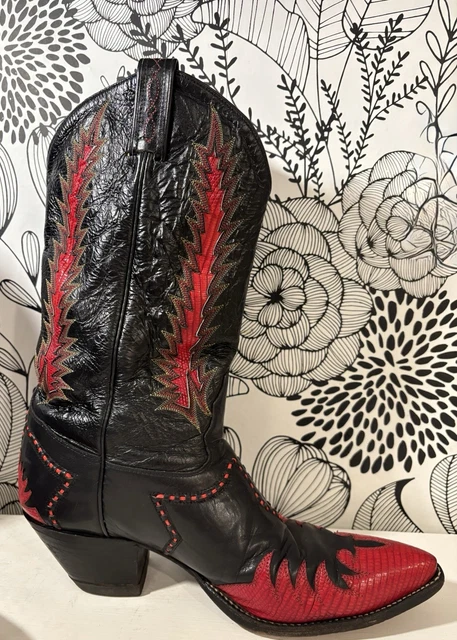 TONY LAMA MEN'S Firewalker Leather Cowboy Boots Red/Black, Size 11.5D ...