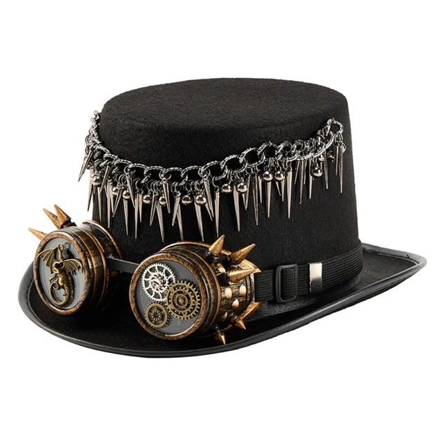 STEAMPUNK HAT WITH Detachable Goggles Gothic Top Hat Festival Head ...
