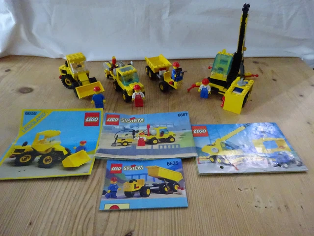 LEGO 6352,6535,6658,6667, CHANTIER grue cargomaster, dumper, bulldozer ...