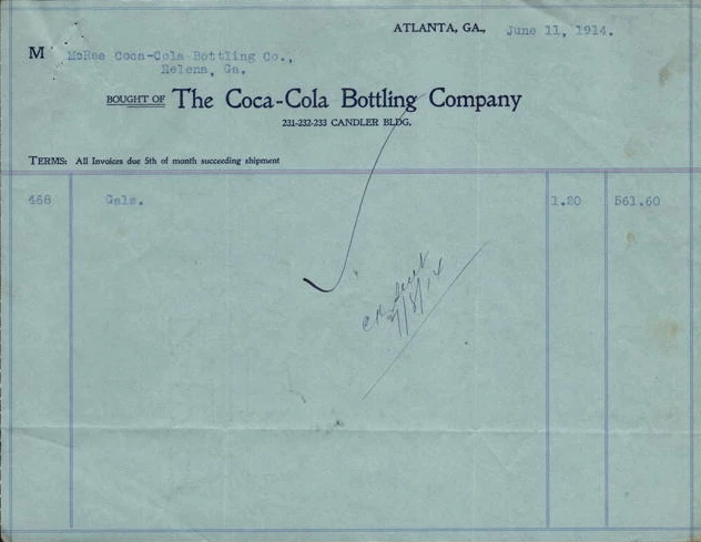COCA-COLA SODA INVOICE Receipt 1910's Antique Original Candler Coke ...
