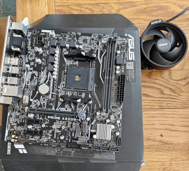ASUS PRIME A320M-K AM4 Micro ATX Motherboard + Stock AMD Cooler + I/O ...