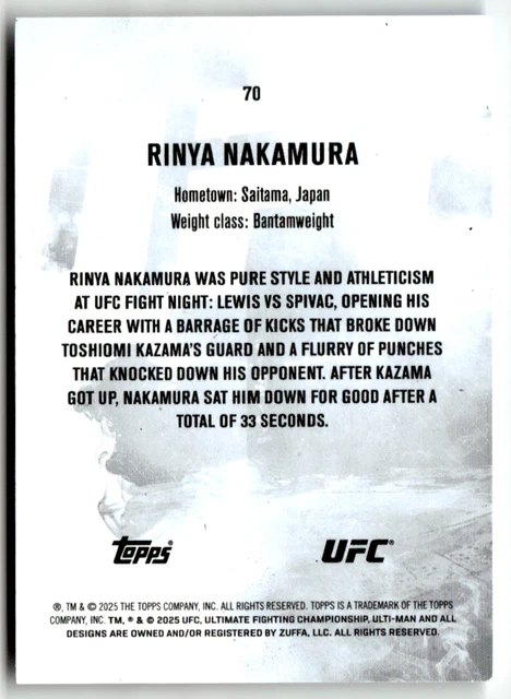 TOPPS KNOCKOUT UFC 2025 No. 70 Rinya Nakamura Rookie EUR 1,99 - PicClick DE
