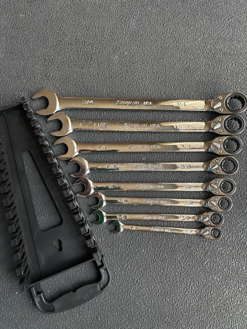 SNAP-ON TOOLS COMBINATION ratcheting wrench set sae offset reversible 5 ...