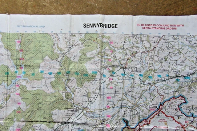 SENNYBRIDGE TRAINING AREA British Army Map, 98cm x 82cm Dated 2012 £12. ...