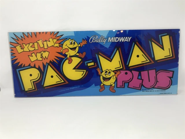 VINTAGE PAC-MAN PLUS Arcade Video Game Room Sign Face Plate Marquee 23 ...
