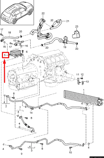 PORSCHE CAYENNE 92A Transmision Oil Cooler Heat Exchanger 95830703700 ...