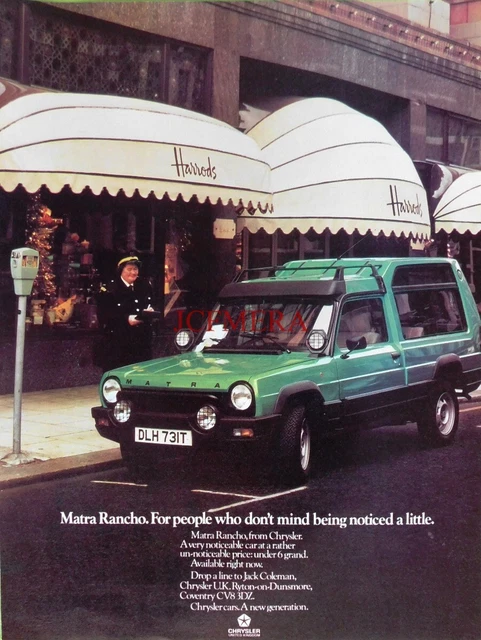 TALBOT-SIMCA MATRA RANCHO Car ADVERT Original Vintage 1984 Print Ad E05 ...