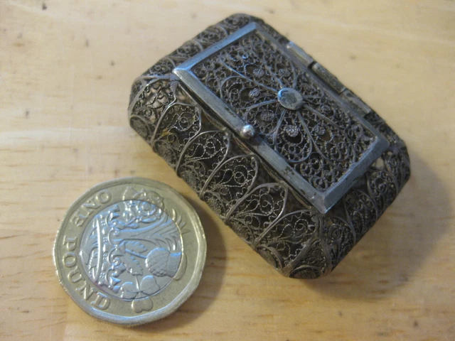 RARE ANTIQUE 18TH 19Th Century Solid Silver Filigree Box Possibly ...