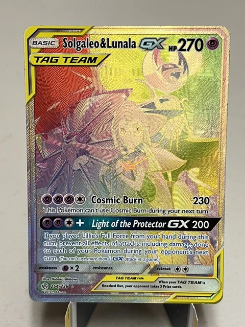 POKEMON SOLGALEO & Lunala GX Secret Rainbow Cosmic Eclipse LP Holofoil 254/236 EUR 27,46 ...