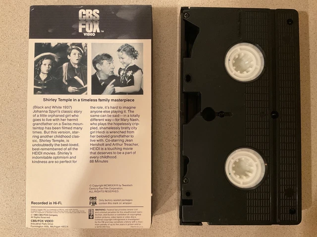 HEIDI (VHS, 1985, CBS Fox) Shirley Temple, Jean Hersholt £5.33 ...