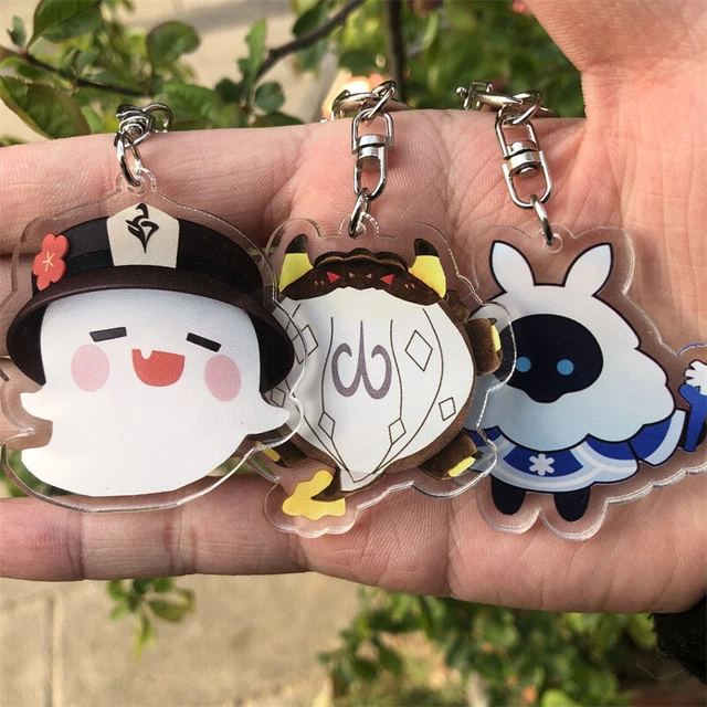 ANIME GENSHIN IMPACT Morax Hu Tao Zhongli Keychain Accessories Key ...