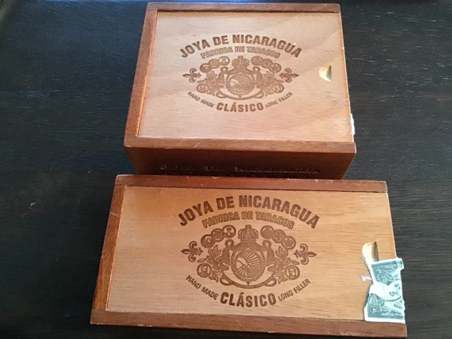 2 JOYA DE Nicaragua empty wooden cigar boxes with sliding lids £9.99 ...