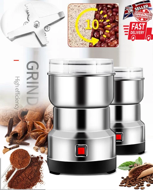 ELECTRIC COFFEE GRINDER Grinding Milling Bean Nut Spice Matte Stainless ...