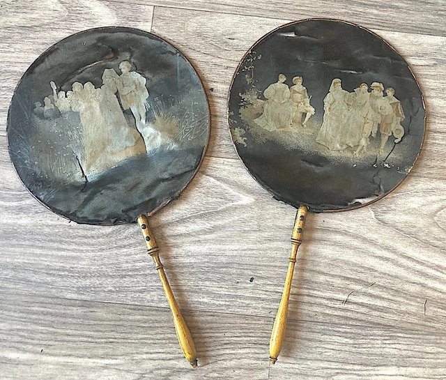 ÉCRAN À MAIN, pare feu XIXème sur soie EUR 40,00 - PicClick FR