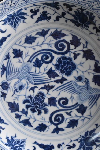 R7515: XF CHINESE Blue&White Phoenix Flower Wreathe-shaped PLATE/dish ...