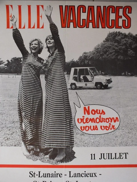 § ANCIENNE AFFICHE des années 60 - Elle Vacances - tournée Bretagne ...