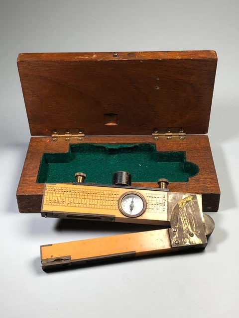 RARE FOLDING MILITARY Clinometer Rule 12" Compass Protractor Drawing ...