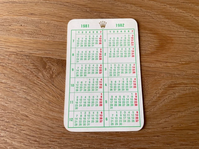 CALENDARIO ROLEX CALENDAR 1981/82 - Original Vintage Card - Watches ...