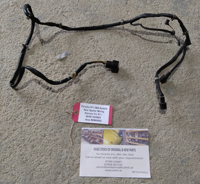 GENUINE PORSCHE 911 964 Engine Deck Lid Spoiler & Light Loom / Wiring ...