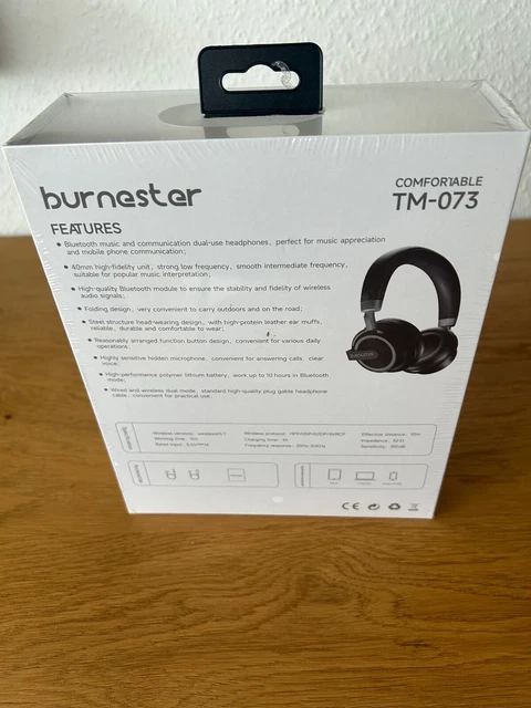 BURNESTER WIRELESS BLUETOOTH Kopfhörer TM-073 -originalverpackt ...
