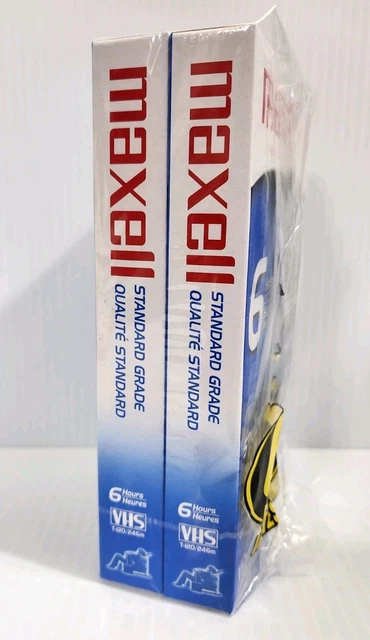 MAXELL VHS VIDEO Cassette 6 Hour Standard Grade 2 Pack T-120 Blank ...