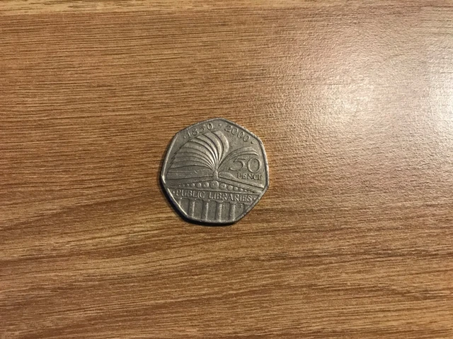 PUBLIC LIBRARIES ACT 1850-2000 RARE Circulated 50p Coin Elizabeth II ...