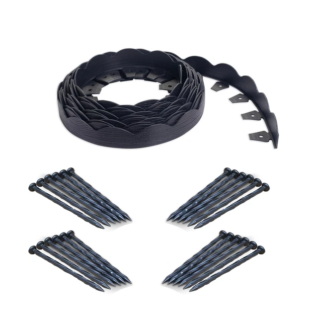 EASYFLEX SCALLOP NO-DIG Edging with Extra Anchoring Spikes - 40' Kit ...