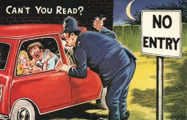 VINTAGE RUDE COMIC BAMFORTH POLICEMAN SAYS NO ENTRY to LOVERS in CAR ...