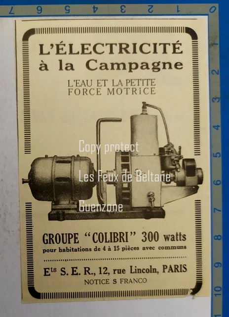 GROUPE COLIBRI ELECTRICITE A LA CAMPAGNE ETS S.E.R. 1926 publicité EUR ...