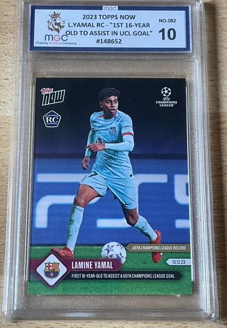TOPPS NOW 2023 2024 Lamine Yamal 1 ° 16 anni per assistere RC grado 10 raro EUR 106,92 - PicClick IT