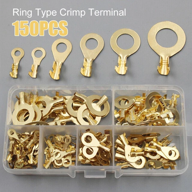 RING TYPE CRIMP Terminals Non-insulated Assortment Kit Cable Connector ...