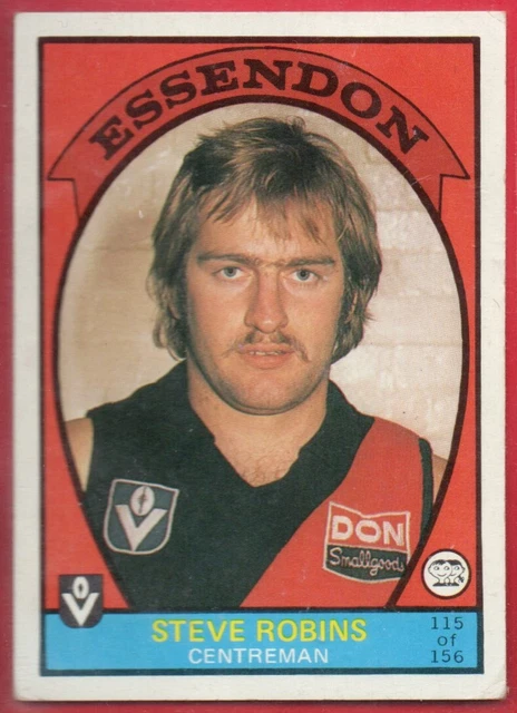 1978 AFL VFL SCANLENS FOOTBALL CARD - 115 Steve ROBINS (ESSENDON ...