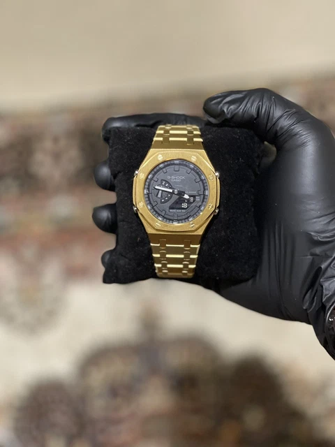 CASIO G-SHOCK CUSTOM Steel Gold Mod Casioak Watch GA-2100 $250.00 ...