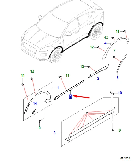 JAGUAR E-PACE X540 Front Left Door Molding J9C19982 NEW GENUINE £110.16 ...