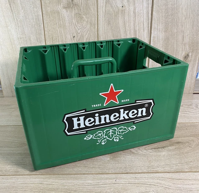 HEINEKEN BEER CRATE Plastic 24 Bottle Case Carrier with Handle Home Bar ...