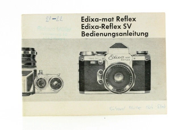 BEDIENUNGSANLEITUNG EDIXA-MAT REFLEX Edixa-Reflex SV Anleitung EUR 24,00 - PicClick DE