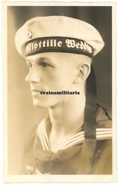 ORIG. FOTO AK Portrait Kriegsmarine U-Boot Matrose Mützenband WEDDIGEN ...