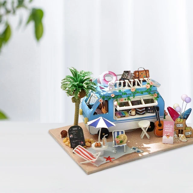 WOODEN MINIATURE DOLLHOUSE DIY Kit Collection Building Set for Girls ...