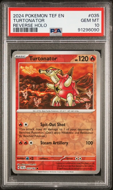TURTONATOR REVERSE HOLO 2024 Pokemon Forze Temporali TEF #035 PSA 10 ...
