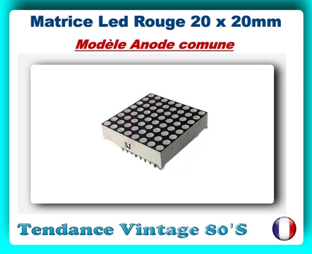 ***8 LED MATRIX / MINIATURE MODELS: 20x20MM RED COMMON ANODE / ARDUINO ...