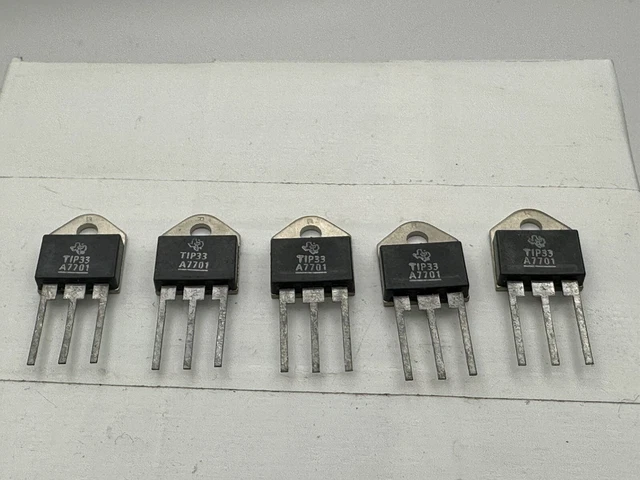 LOT DE 5, VÉRITABLES INSTRUMENTS TEXAS TIP33 NPN, puce transistor ...