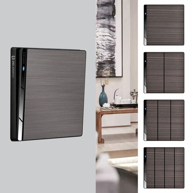 86MM LED 1/2/3/4 Gang 1 Way Wall Light Switch Rocker Switch Push Button ...