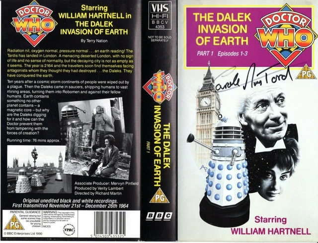 DOCTOR WHO: DALEK INVASION OF EARTH VHS Cover Signed by Carole Ann Ford ...